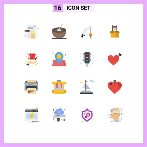 16 User Interface Flat Color Pack Of Modern Signs And Symbols Of Shirt Sale Hobby Hand Climb