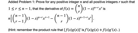 Solved Added Problem 1 Prove For Any Positive Integer N And