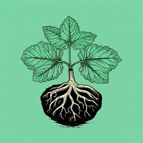Beautiful Leaf And Radish Roots Macabre Illustration With Bold Color