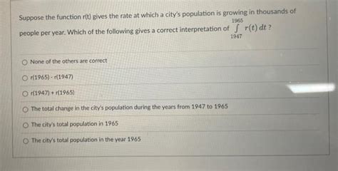 solved suppose the function r t gives the rate at which a