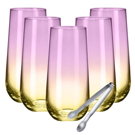 Highball Drinking Glasses Champagne Glasses Including Ice Cube Tongs