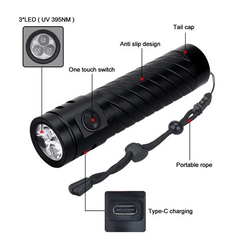 30w Mini Uv Flashlight 365nm Ultraviolet Blacklight Usb Rechargeable