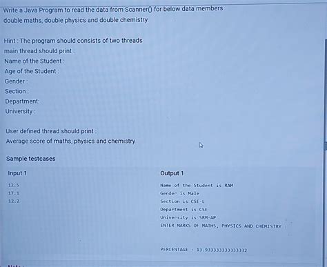 Solved Write A Java Program To Read The Data From Scanner Chegg