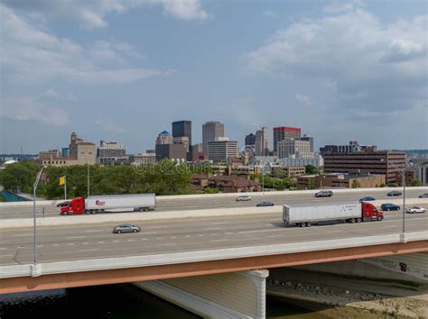 Aerial View Of The City Of Dayton Ohio On A Clear Summers Day