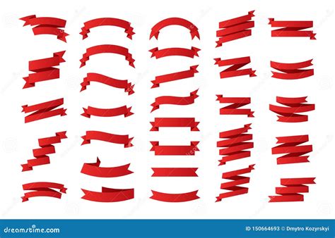 Big Vector Ribbons Banners Set Flat Ribbon Illustration Isolated On