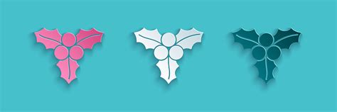 종이 컷 분기 Viburnum 또는 Guelder 장미 아이콘 은 파란색 배경에 격리 메리 크리스마스와 새해 복 많은 새해 종이