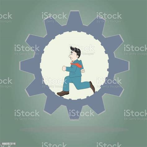 메탈 기어 내부에서 달리는 양복을 입은 사업가 갇힌에 대한 스톡 벡터 아트 및 기타 이미지 갇힌 격언 경쟁 Istock