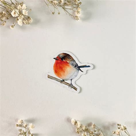 Red Robin Sticker Die Cut Vinyl Sticker Cute Bird Sticker Etsy