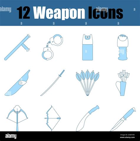 Weapon Icon Set. Thin Line With Blue Fill Design. Vector Illustration Stock Vector Image & Art ...