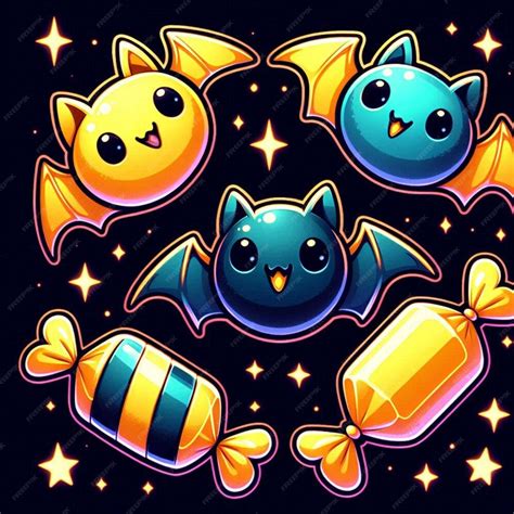 Cute Bat Shaped Sweets Illustration Premium Ai Generated Image