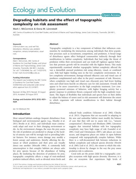 Pdf Degrading Habitats And The Effect Of Topographic Complexity On Risk Assessment