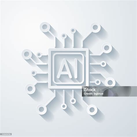 인공 지능 Ai가 탑재된 프로세서 빈 배경에 종이 잘라내기 효과가 있는 아이콘 개념에 대한 스톡 벡터 아트 및 기타 이미지 개념 머신 러닝 3차원 형태 Istock