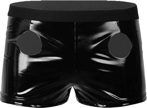 Chictry Herren Wetlook Boxershorts Hose Lackleder Shorts Ouvert Boxer