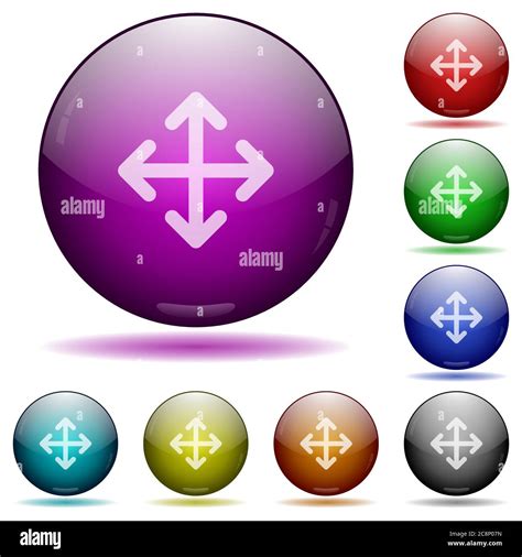 Set Of Color Move Glass Sphere Buttons With Shadows Stock Vector Image
