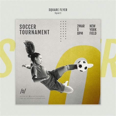 여자 축구 선수 현대 광장 전단지 서식 파일 무료 Psd 파일