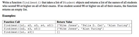 Solved Write A Function Find Best That Takes A List Of