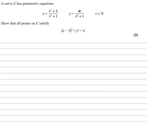 A Level Maths Test Parametric Equations Edexcel