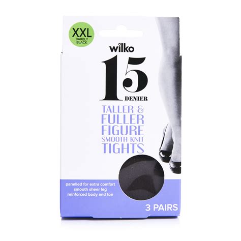 Wilko 15 Denier Smooth Knit Tights Barely Black Extra Extra Large 3