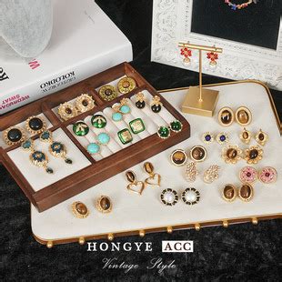 中古vintage耳饰古董宫廷百搭耳环复古透感花朵爱心欧美批发耳钉 阿里巴巴