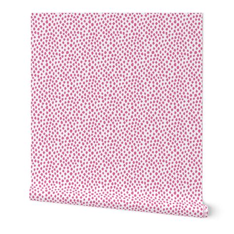 Raspberry Pink On White Spots Wallpaper Spoonflower