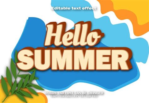 Premium Vector Hello Summer Editable Text Effect 3d Cartoon Style
