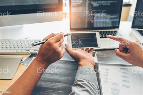 Developing Programmer Team Development Website Design And Coding Technologies Working At