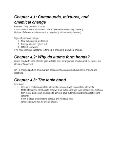 Chapter 4 Atoms Combining Pdf Ion Chemical Compounds
