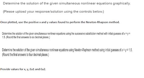 Solved Consider The Following Simultaneous Nonlinear