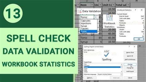 part 13 how to do spell check in excel data validation workbook