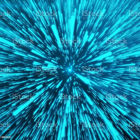 스타 비틀기 또는 하이퍼스페이스 추상적인 배경 추상 폭발 효과입니다 초 공간 여행입니다 시간과 공간을 변경 하 여 우주 여행의 개념 푸른 색조 배경 3d 렌더링 세월은