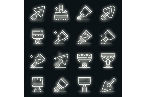 Putty Knife Icons Set Vector Neon Graphic By Ylivdesign · Creative Fabrica