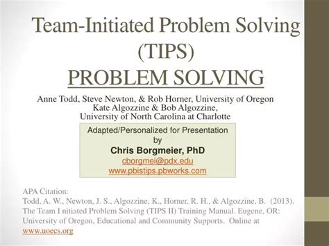 PPT Team Initiated Problem Solving TIPS PROBLEM SOLVING PowerPoint Presentation ID 5897480