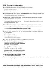 Ssh Router Configuration Docx Ssh Router Configuration Configure A Hostname For The