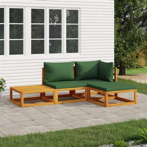 Maison Exclusive Set Salotto Da Giardino 4 Pz Con Cuscini Verdi Legno