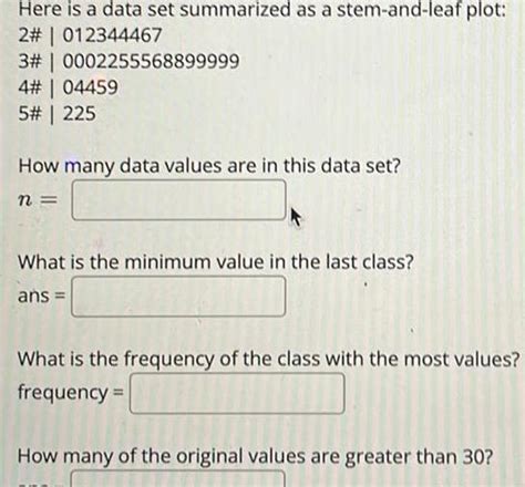 Answered Here Is A Data Set Summarized As A Stem And Leaf Plot 2 Kunduz