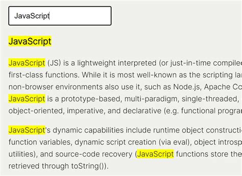 Lightweight Text Highlighting Javascript Library Highlight Search
