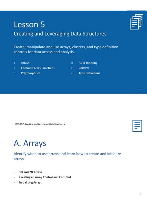 Lesson 05 Creating And Leveraging Data Structures Pdf Array Data