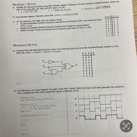 Solved Problem Pts A Simplify The Following Chegg