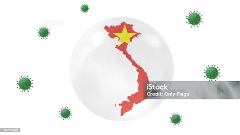 결정 공 내부 베트남지도는 코로나 바이러스로부터 보호 집에서 머물 집에 대한 작업 바이러스 발생을 극복 바이러스 보호 개념 흰색 배경에 격리 0명에 대한 스톡 벡터 아트 및