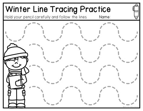 Winter Pre Writing Line Tracing Practice Fine Motor Skills Activity