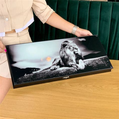 Luxury Glass Backgammon Set Game Board Lion Desigh Tabletop Game And Hime Decor Premium T