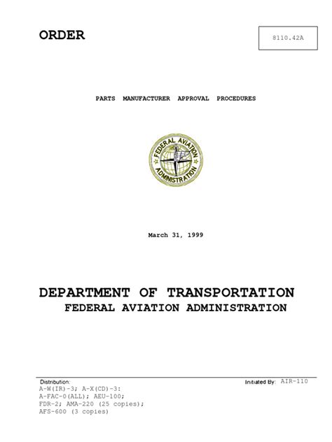 Parts Manufacturer Approval Procedures Pdf Transport Aviation