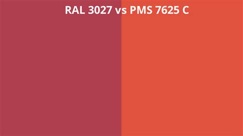 Ral 3027 Vs Pms 7625 C Ral Colour Chart Uk