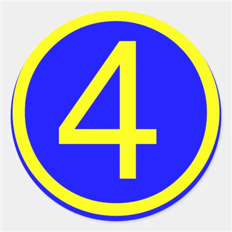 Number 4 In A Circle Blue Background Classic Round Sticker Zazzle