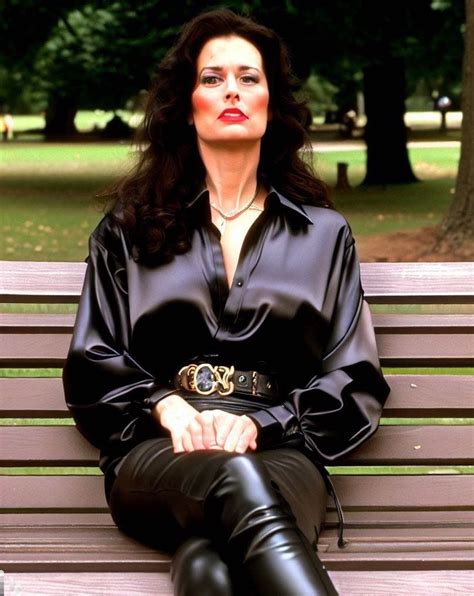 Pin By Andrew Gretton On Satin Old Lady In Satin Blouse Curvy Women Outfits Leather Outfits