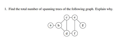 Solved 1 Find The Total Number Of Spanning Trees Of The