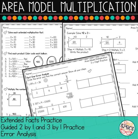 Area Model Multiplication Worksheets By Red Specs Tpt