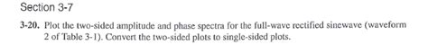 Solved Section 3 7 3 20 Plot The Two Sided Amplitude And Chegg Com