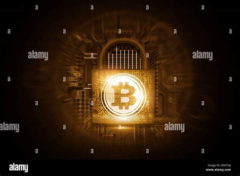 Secure Blockchain Technology Bitcoin Network Concept 3d Illustration