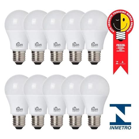 Kit 10 Lâmpada Bulbo Led 9w Branco Frio 6500k Bivolt Kian MadeiraMadeira